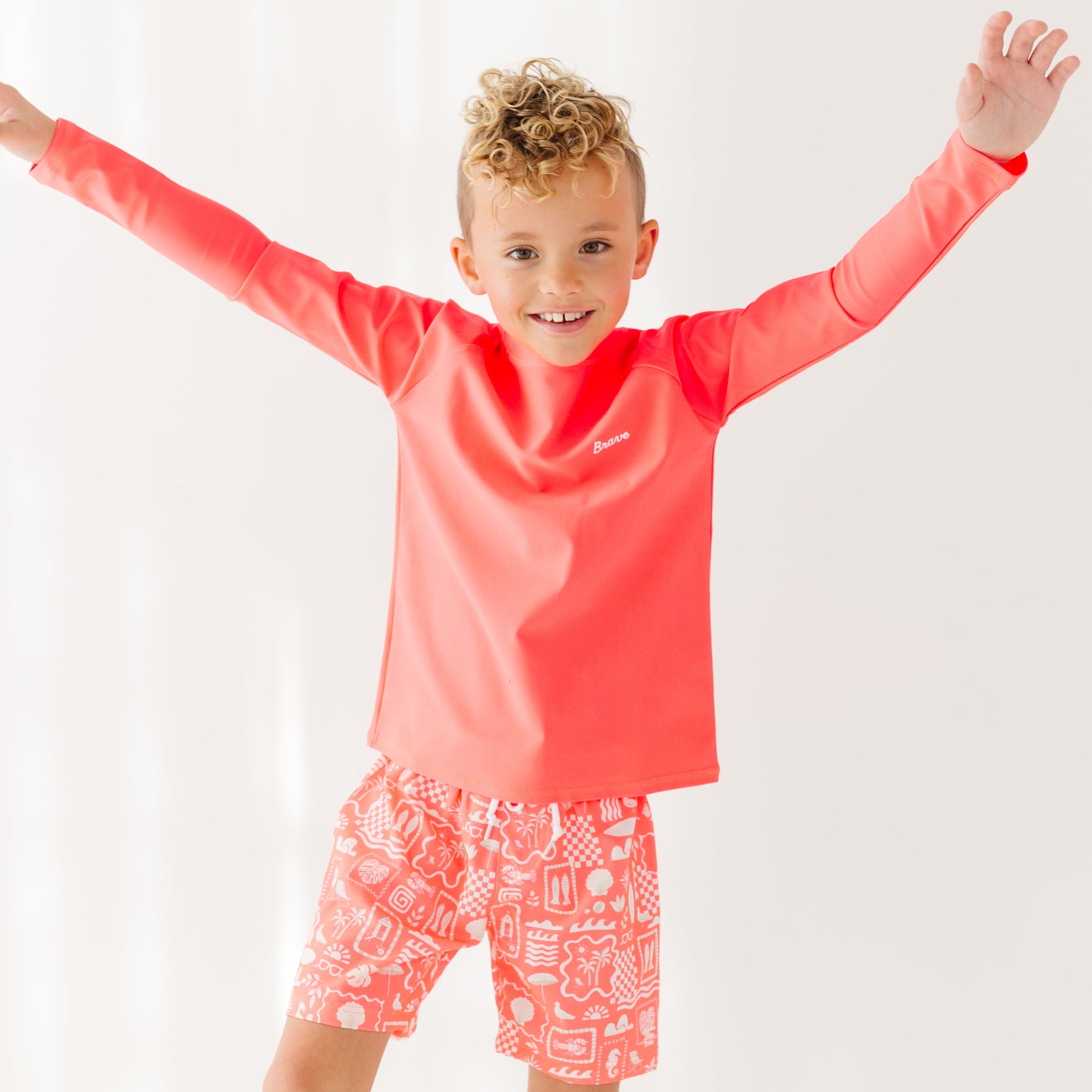 Neon Coral Rash Guard – Brave Little Ones